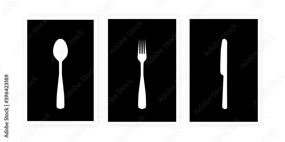Minimalist kitchen poster design, vector. Kitchen set illustration ...