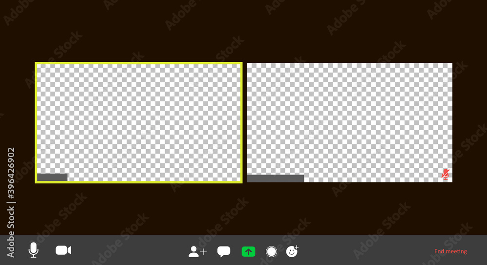 Screen video conference. Video call interface. Online meeting template ...