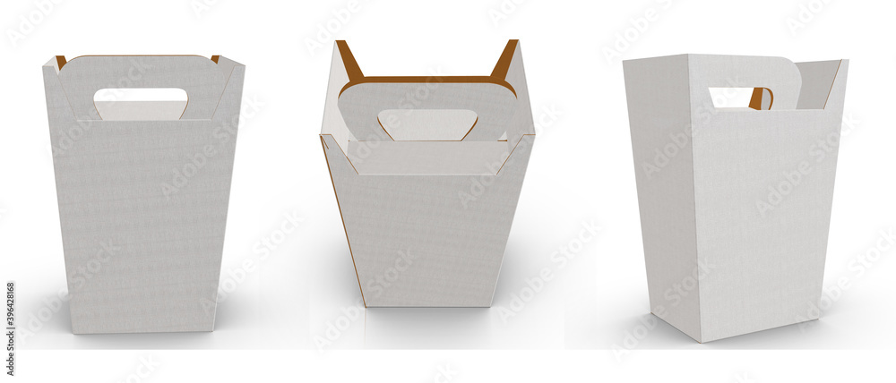 3D rendering - High resolution image white custom carrier box template ...