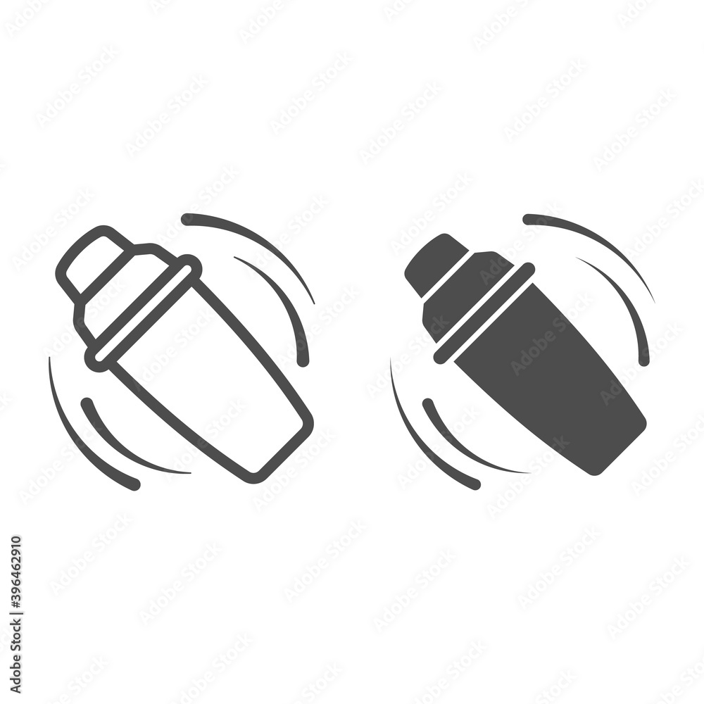 Vettoriale Stock Shaking the shaker line and solid icon, Bartenders Day ...