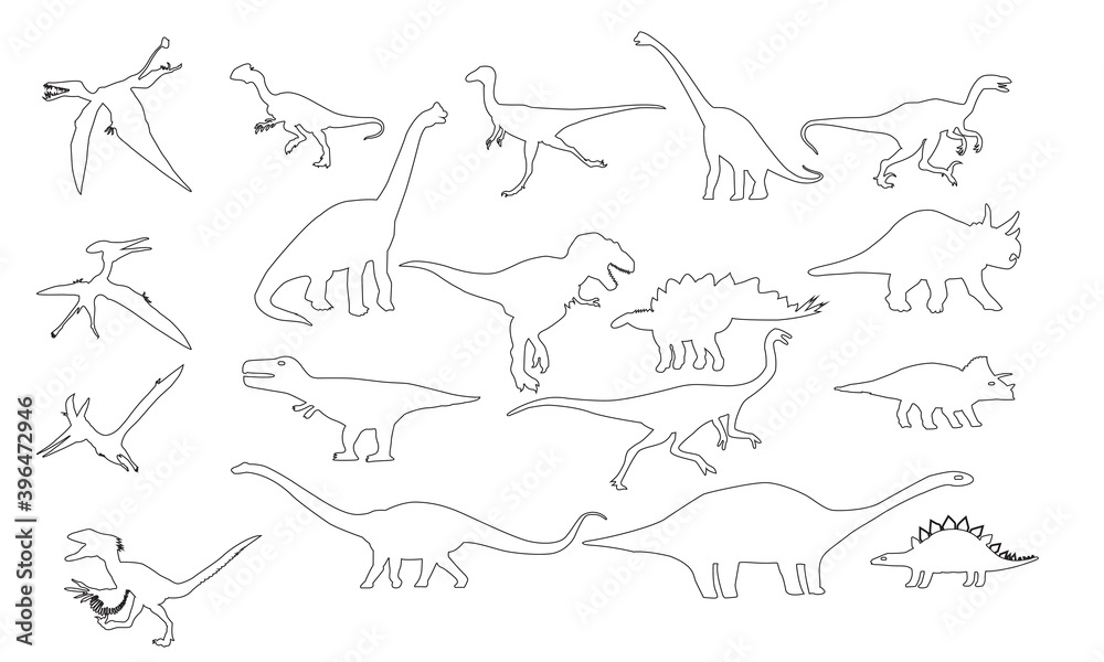dinosaur line drawing Stock Vector | Adobe Stock