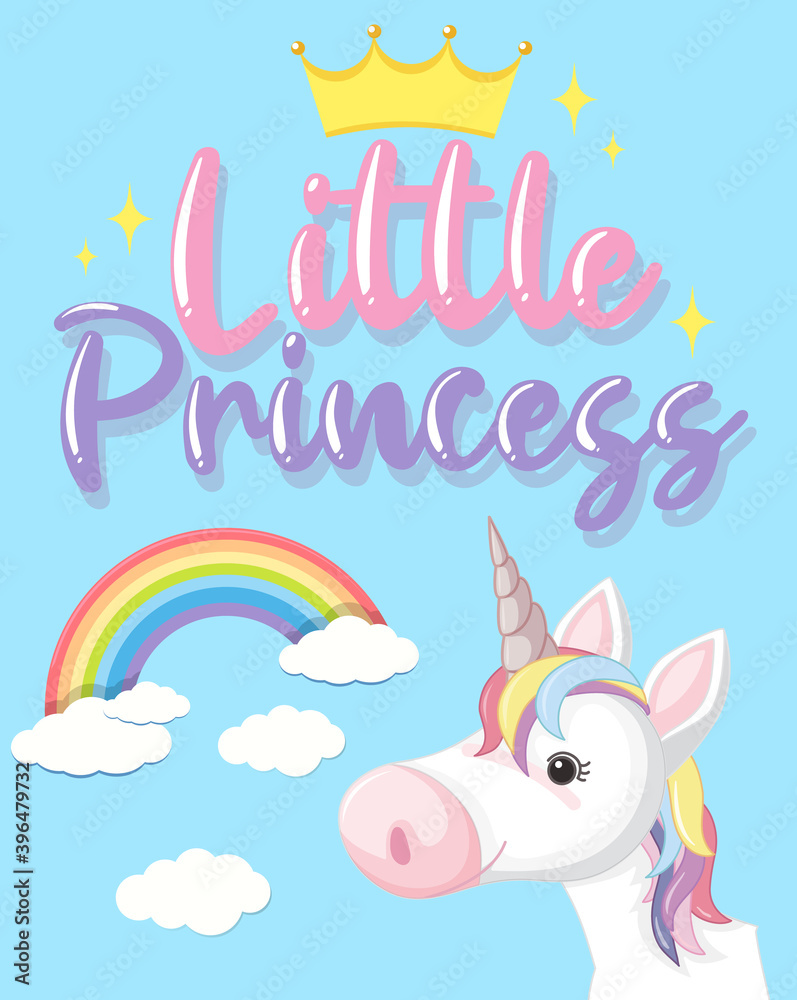 little princess logo in pastel color with cute unicorn Stock ...