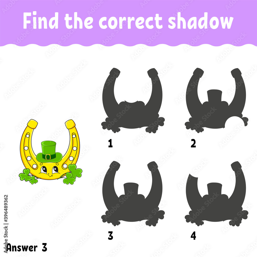 Find the correct shadow. Education developing worksheet. Matching game ...