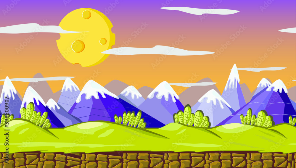 seamless vector background for 2D games. Space landscape for game ...