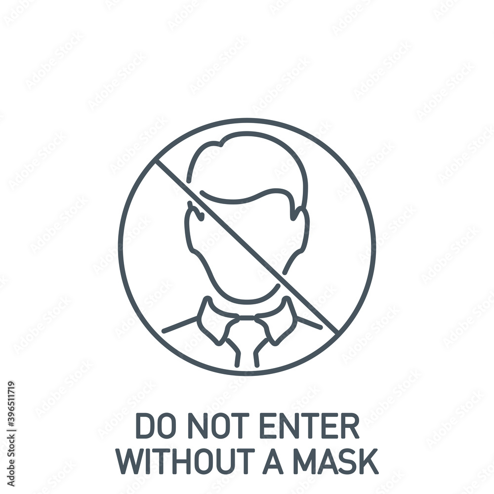 No Face Mask, No Entry Wrong and Right Wear red line Icon banner ...