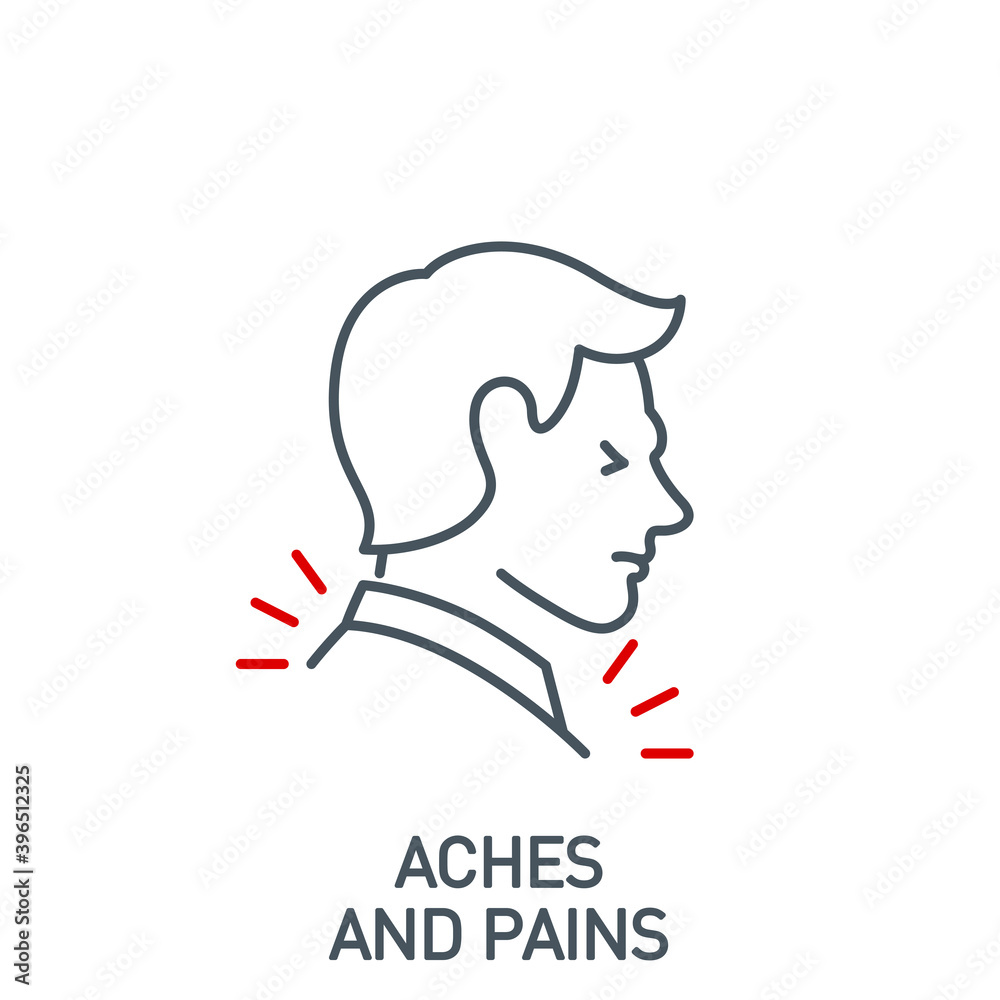aches and pains Signs and symptoms Coronavirus single line icon ...