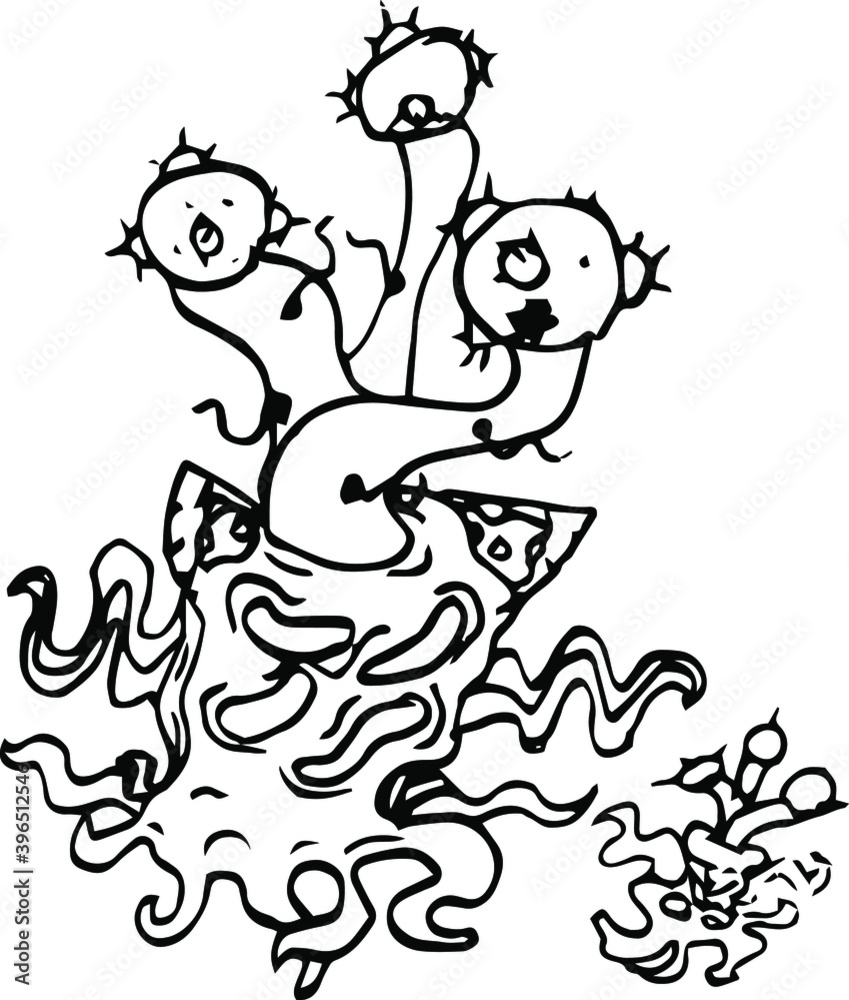 Vector drawing of a scary monster. Evil monster. Stock Vector | Adobe Stock