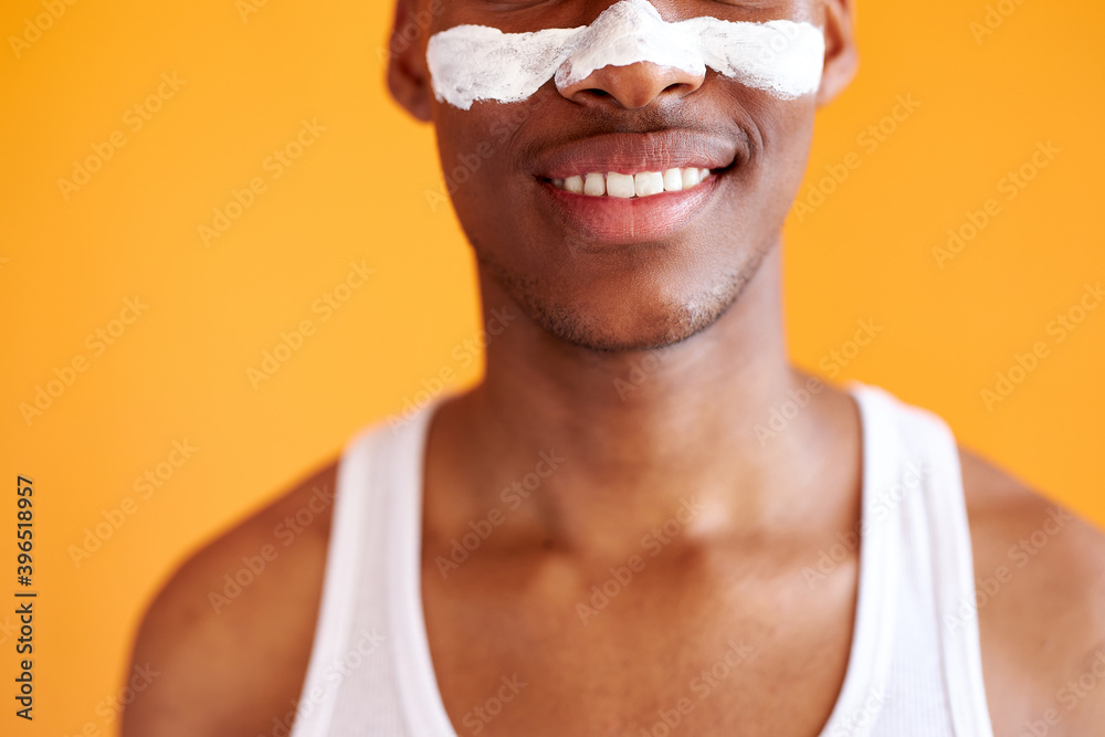 cropped african black man with problematic skin and hyperpigmentation ...