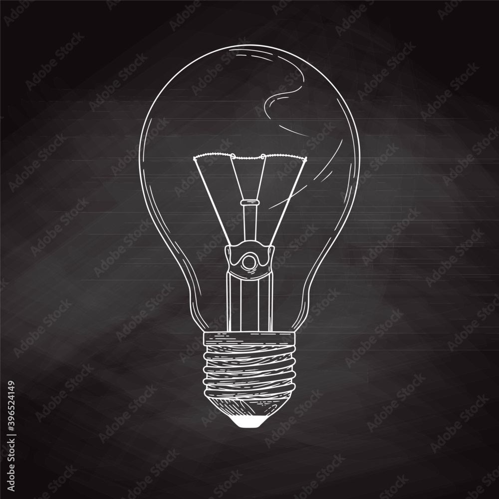 Sketch lightbulb isolated on a blackboard. Vector Stock Vector | Adobe ...