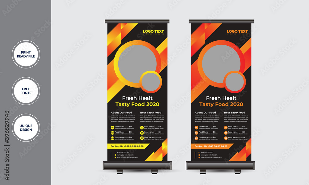 Fast Food Roll Up. Standee Design. Banner Template Vector illustration ...