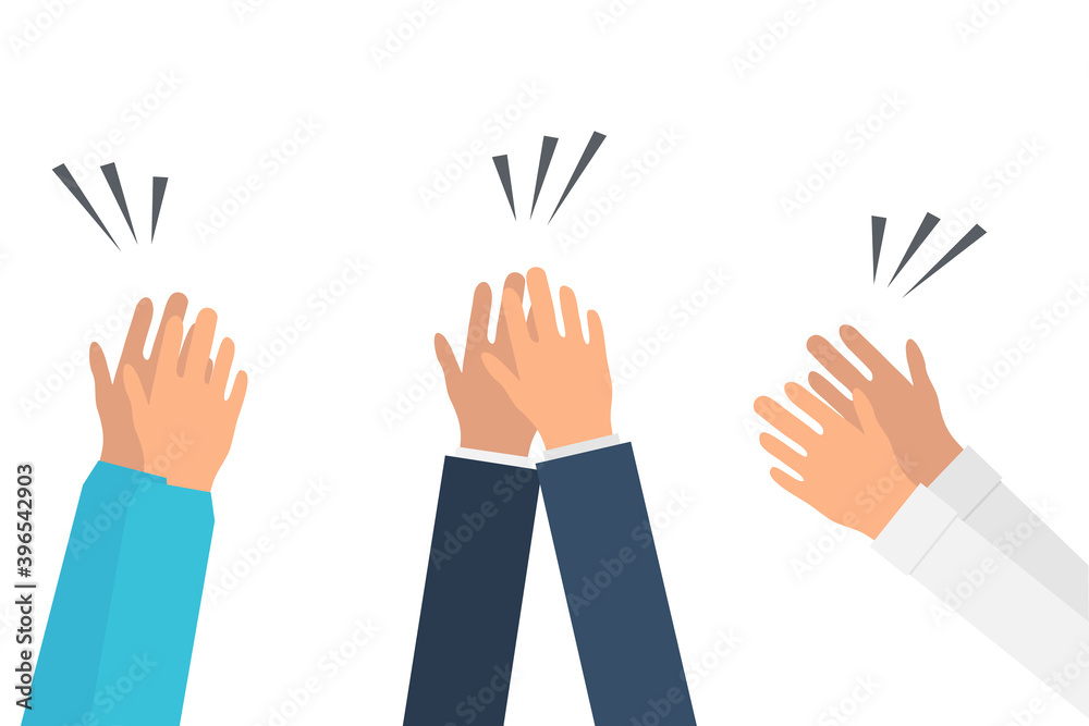 Applause. A group of people clap their hands. Vector, cartoon ...