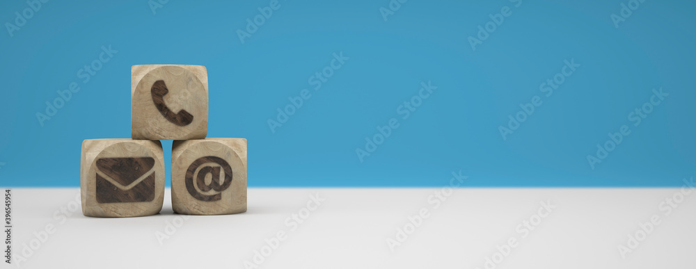 abstract contact icon cubes in front of background - 3D Illustration ...