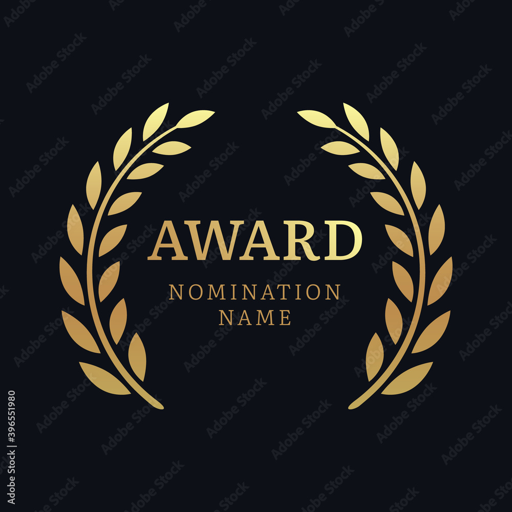 Award laurel vector logo poster. Gold win award icon design emblem ...