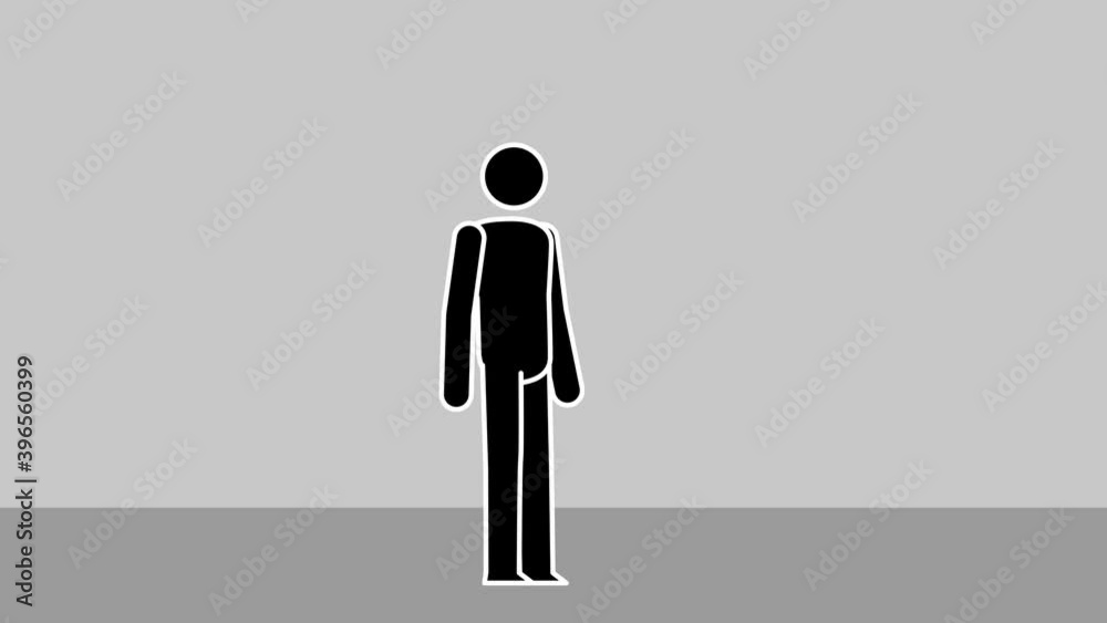 Cartoon Stick Figure Male Character Happy Jumping Loop Animation ...