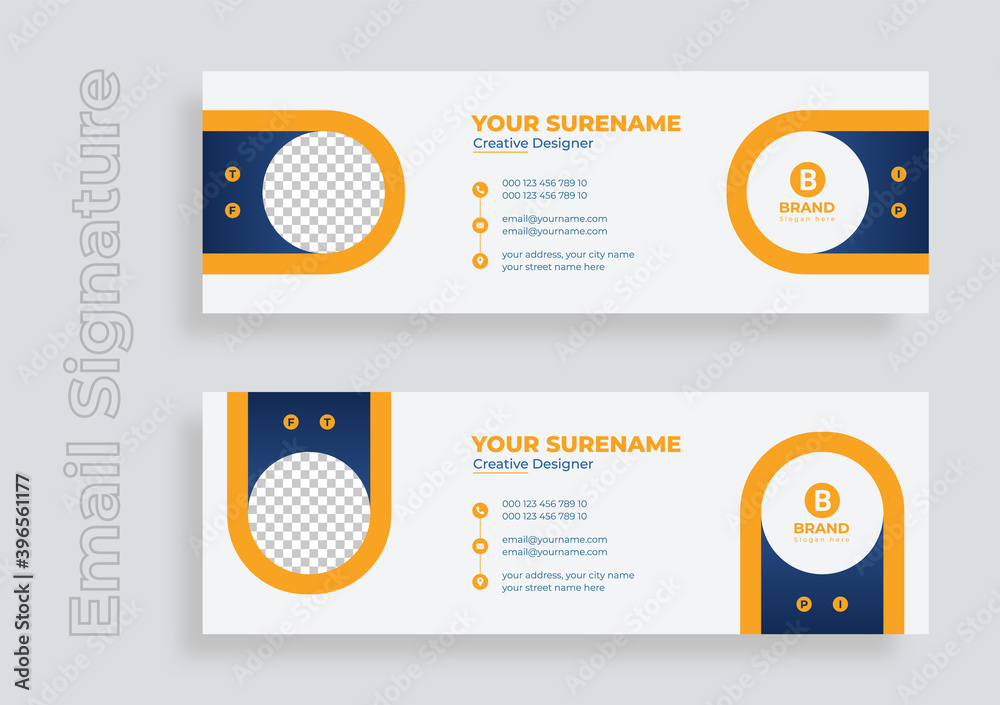 email signature with personal portfolio social media cover blue and ...