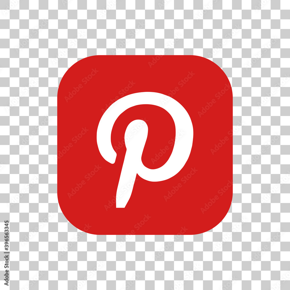 red Pinterest logo on transparent background, vector edition Stock ...