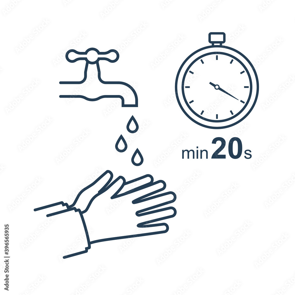Time wash hands. Stopwatch with a minimum time of 20 seconds. Soap in ...