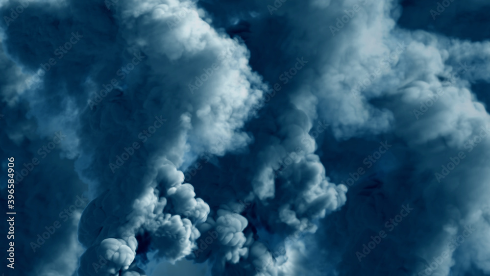 vivid background of heavy smoke, waste concept - abstract 3D rendering ...