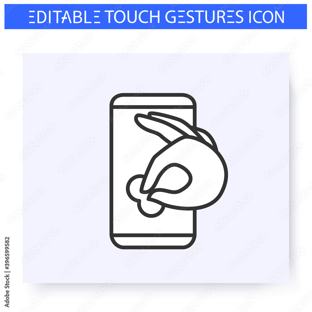 Pinch hand gesture line icon. Spread, sizing. Multitouch gestures for ...