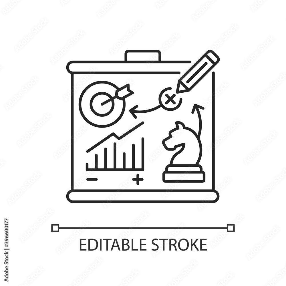 Marketing plan linear icon. Commercial company growth. Business ...