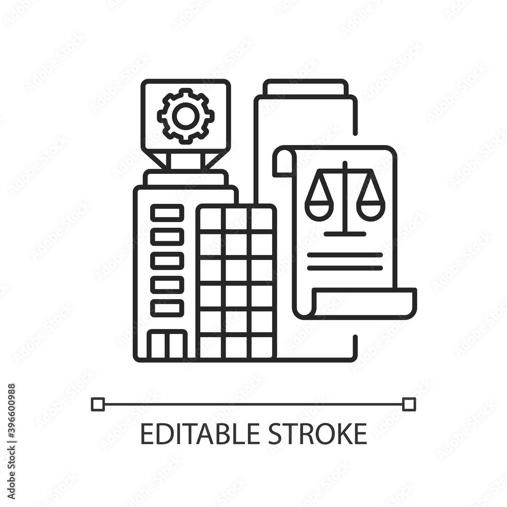 Legal entity linear icon. Modern entrepreneurship, business office rent ...