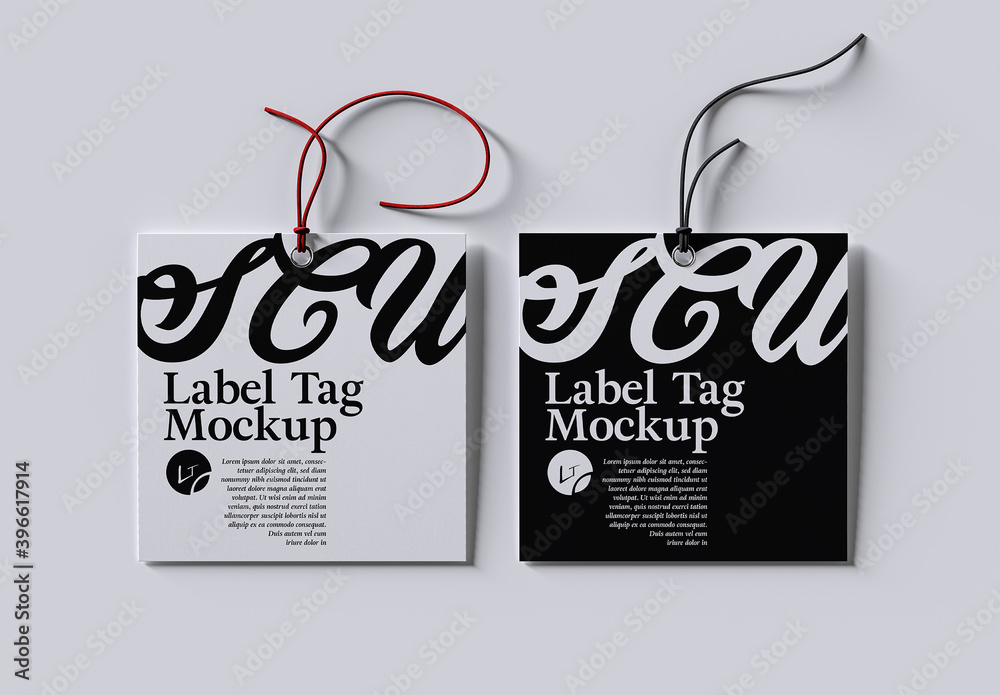Photorealistic Square Product Label Tag Mockup Layout Stock Template ...