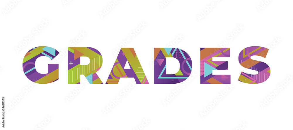Grades Concept Retro Colorful Word Art Illustration Stock Vector ...