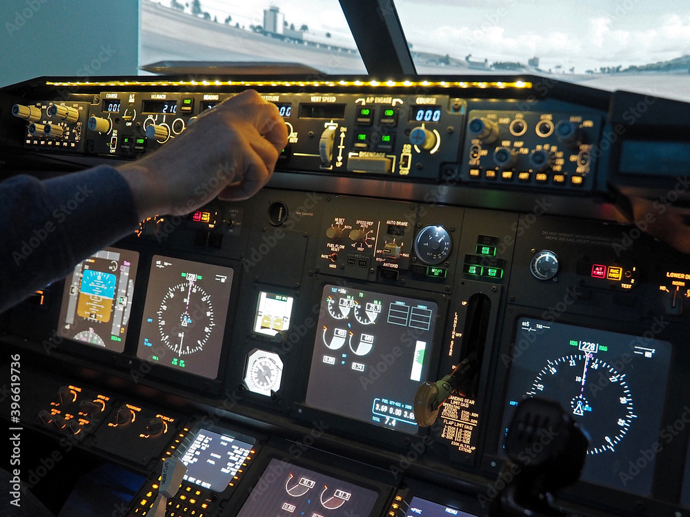 Cockpit of a Boeing 737 airplane Stock Photo | Adobe Stock