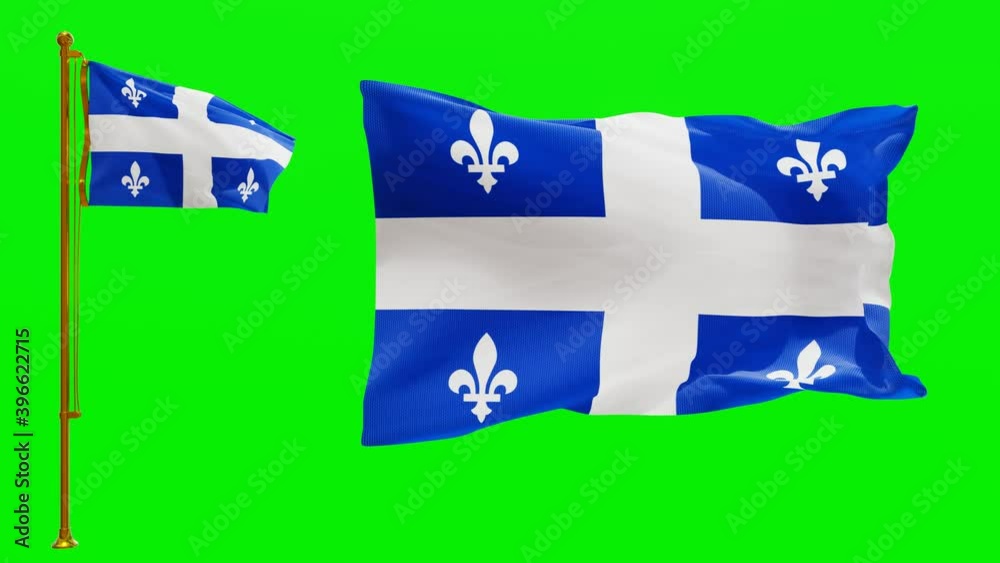 Flags of Quebec with Green Screen Chroma Key High Quality 4K UHD 60FPS ...