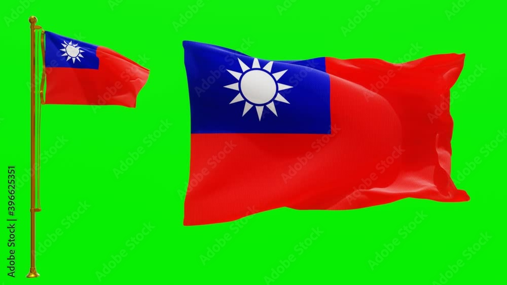 Flags of Taiwan with Green Screen Chroma Key High Quality 4K UHD 60FPS ...