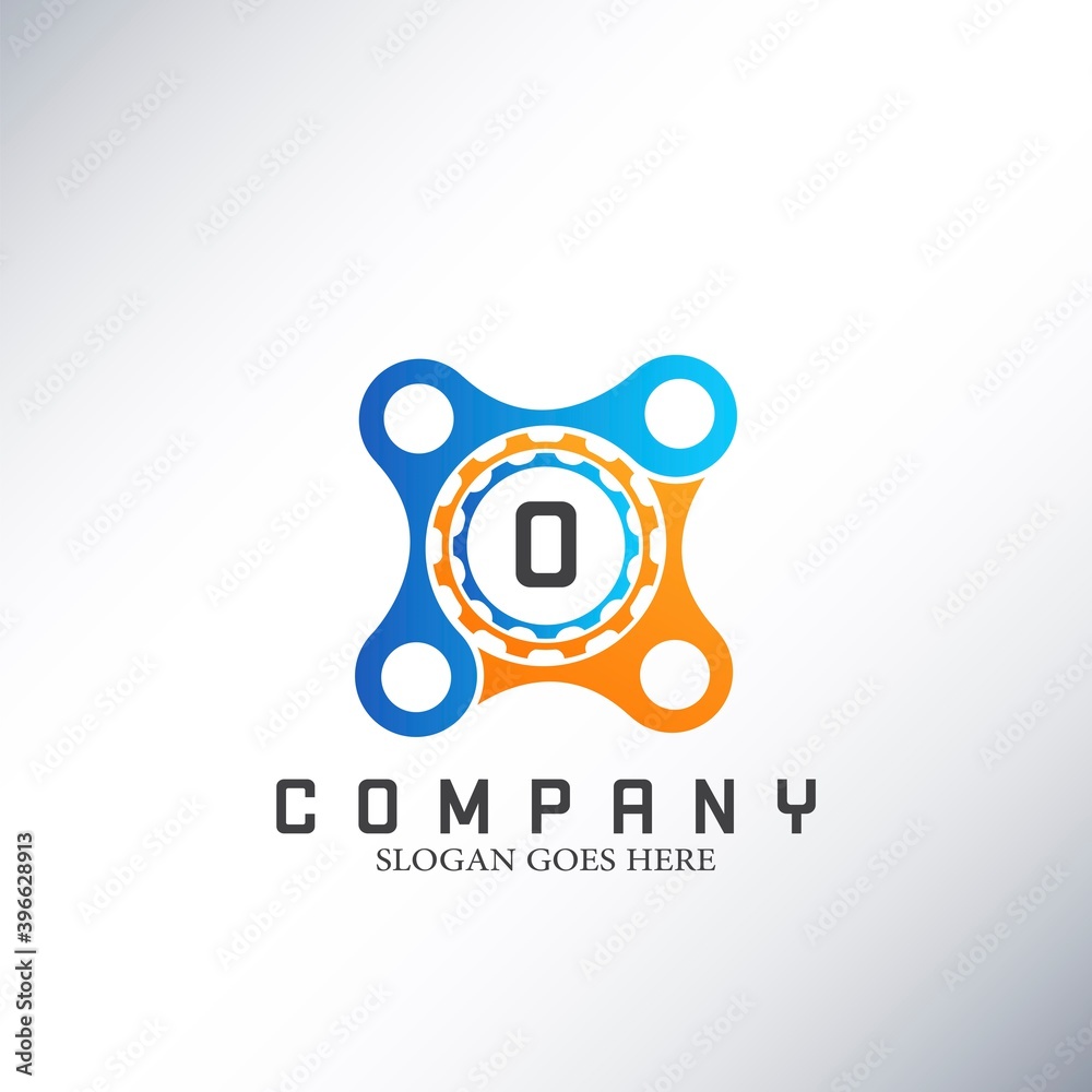 Letter O Logo, Technology and Industrial Service Concept Gear and ...