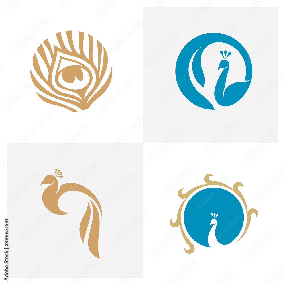 Set Of Peacock Logo Vector Template Creative Peacock Logo Design Concepts Illustration Stock