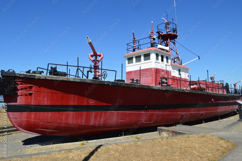 When fire boat captains use Google maps Stock Photo | Adobe Stock