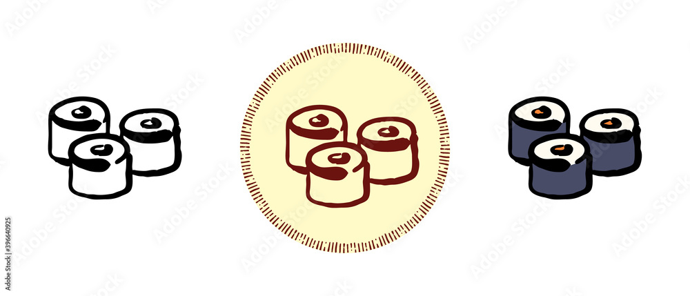 This is a set of icons with a different style of rolls. Contour, color ...