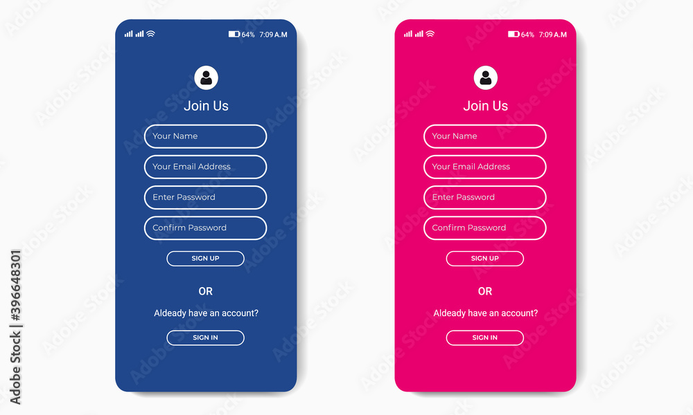 registration form user interface design for mobile application Stock ...