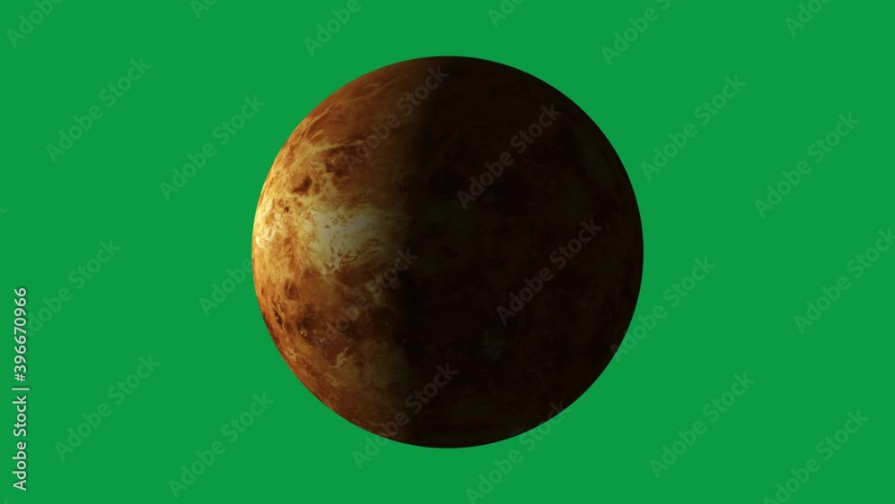 Beautiful planet of Venus animation in green screen. Evening star Venus ...