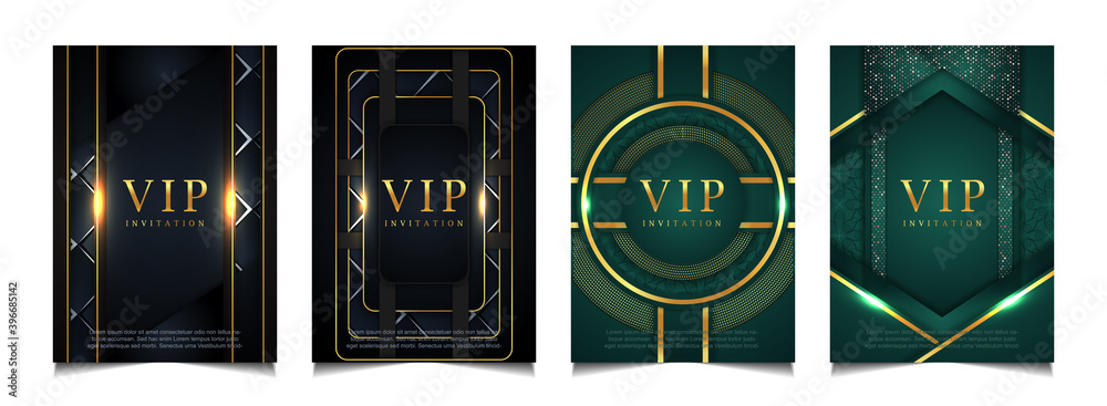 Set of collection luxury covers design template blue and green with ...