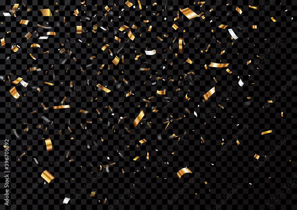 Gold confetti background, isolated on transparent background Stock ...