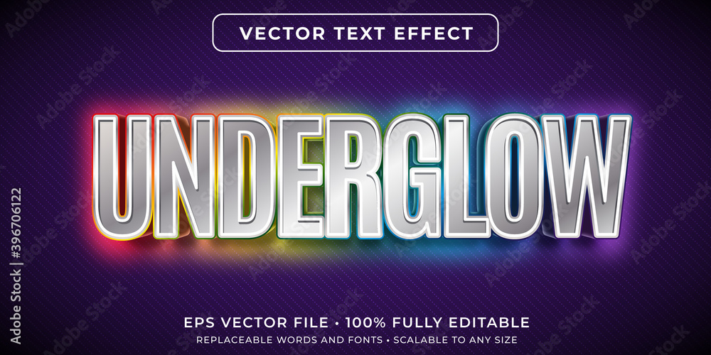 Editable text effect - under glow text style Stock Vector | Adobe Stock