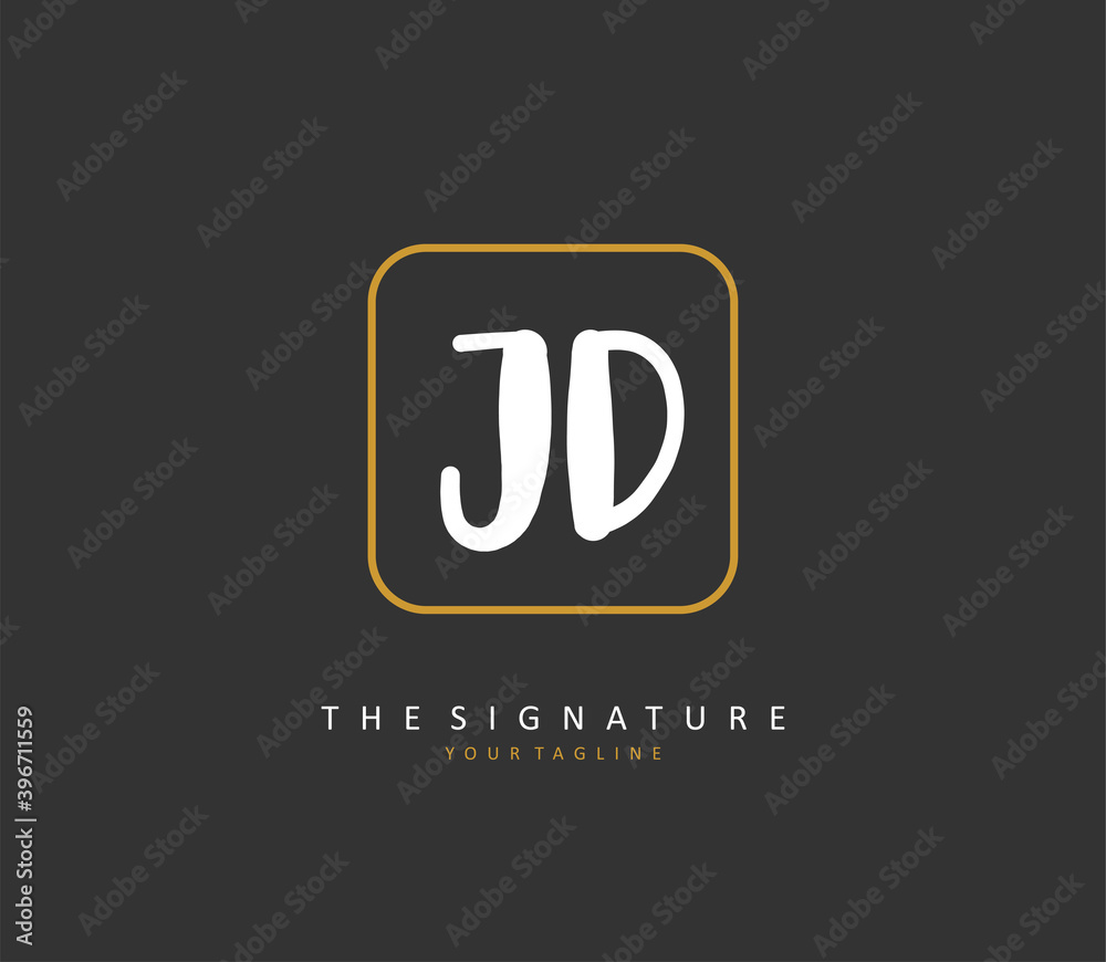 JD Initial letter handwriting and signature logo. A concept handwriting ...