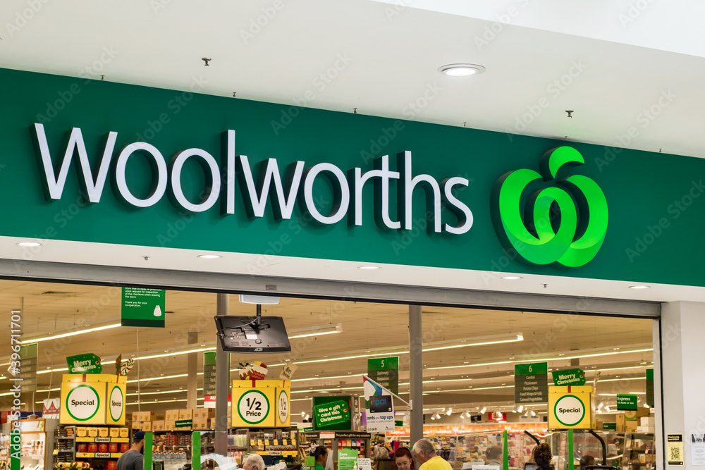 Sydney, Australia 2020-11-19 Sign board of Woolworths supermarket ...