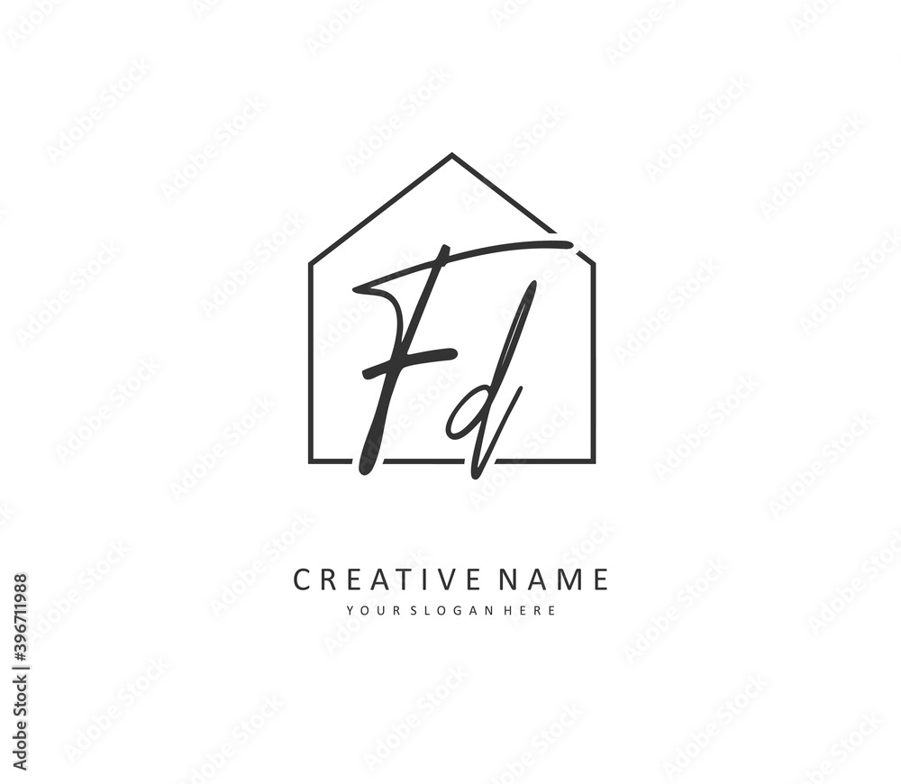 FD Initial letter handwriting and signature logo. A concept handwriting ...