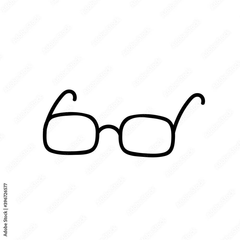 Hand drawn vector doodle illustration. Glasses. Black outline isolated ...