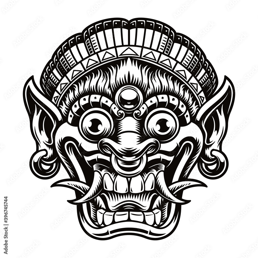 A vector illustration of a traditional Bali Mask. This illustration can ...
