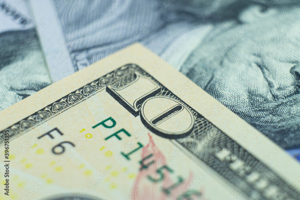 10 ten American dollars. U.S. National Bank banknote Stock 写真 | Adobe Stock