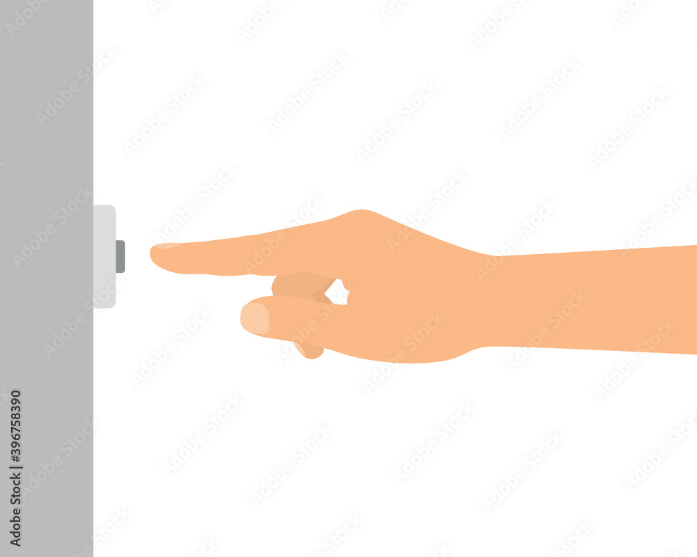 Flat design illustration of male or female hand. The index finger ...