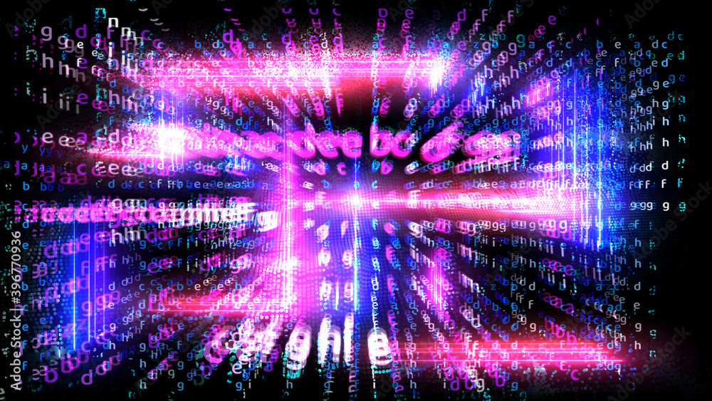 Matrix alphabet dimension vertical and horizental with magenta blue and ...