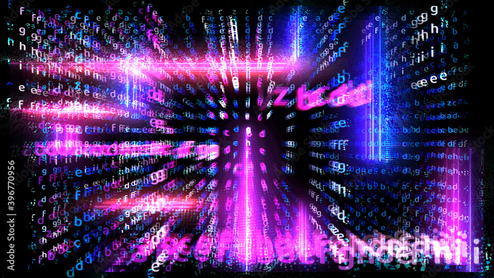 Matrix alphabet dimension vertical and horizental with magenta blue and ...