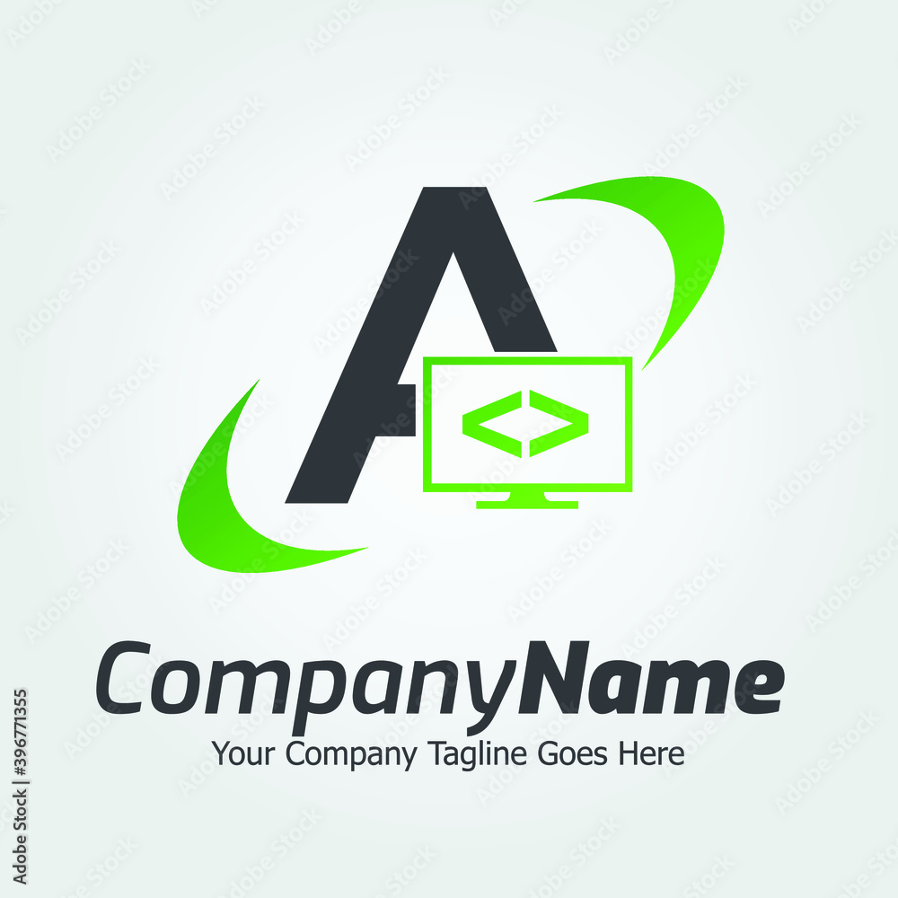 Programming Code And Computer Monitor Logo Template Coding School