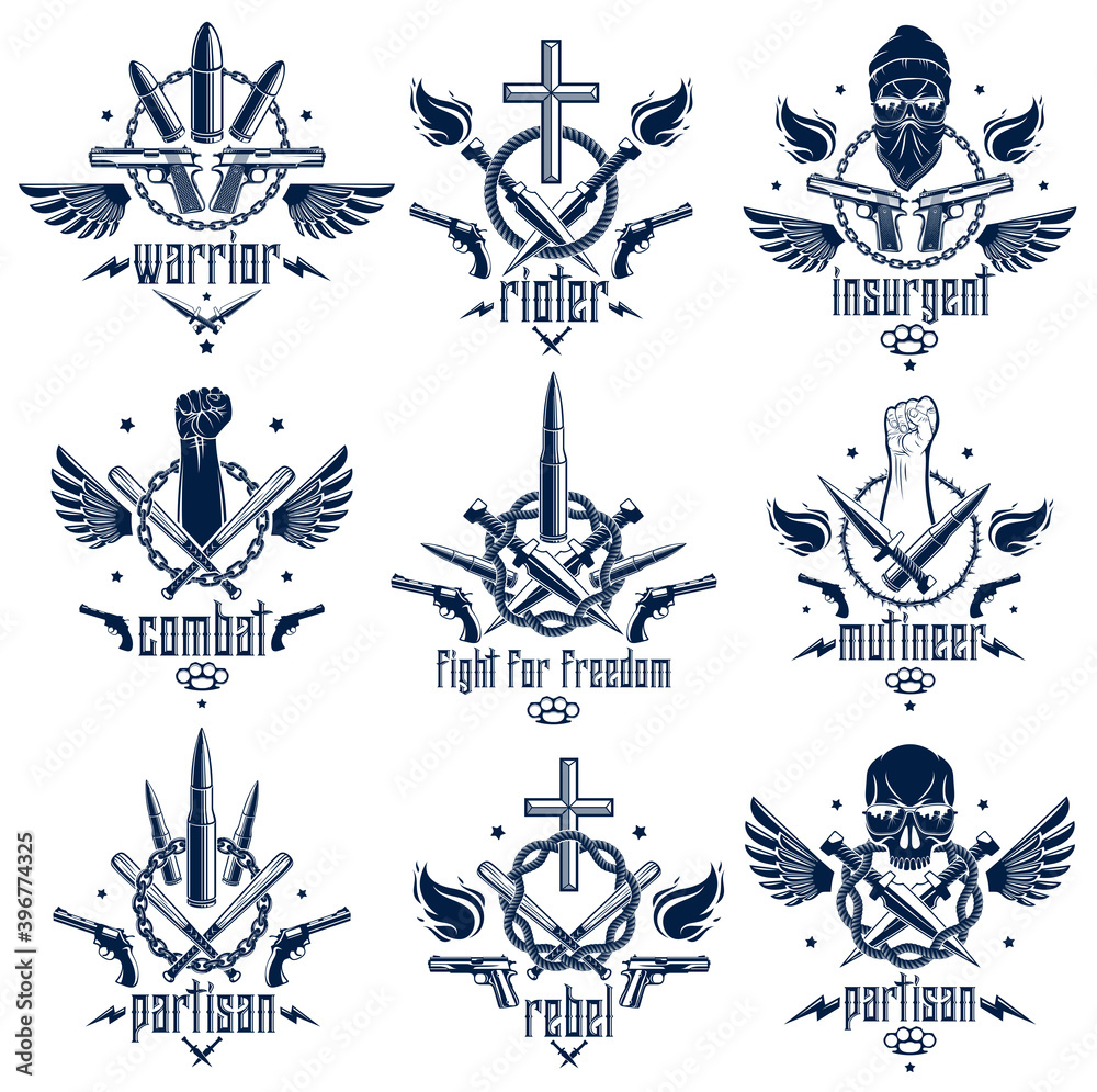 Revolution and Riot aggressive emblem or logo with strong clenched fist ...